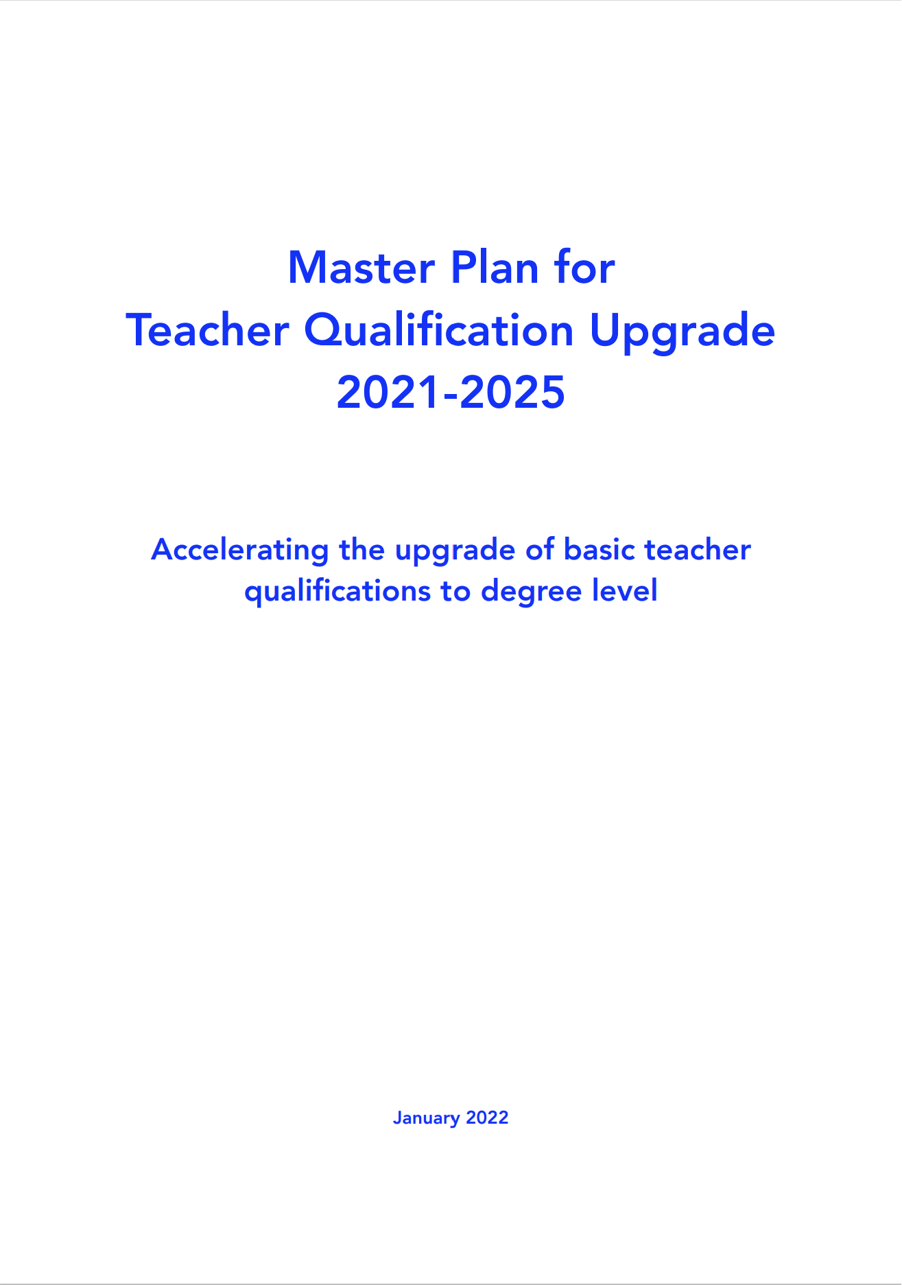 Master Plan for Teacher Qualification Upgrade 2021-2025 - សាលាឌីជីថល